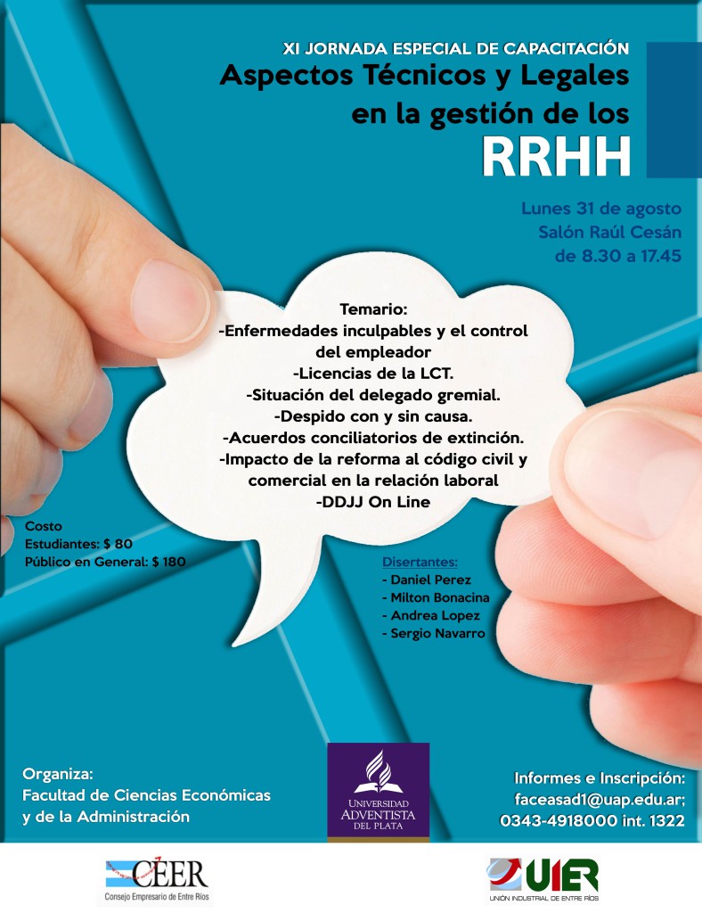 XI Jornada Especial de Capacitación: “Aspectos Técnicos y Legales en la gestión de los RRHH” - CEER